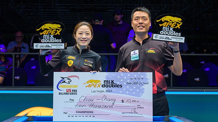 Chieh Yu Chou / Jung Lin Chang vô địch giải billiards đôi nam nữ Apex lần thứ nhất