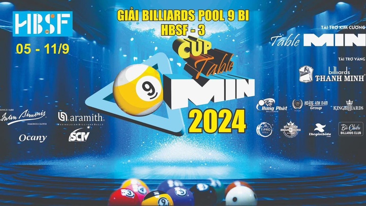 Giải Billiards Pool 9 bi HBSF-3 Cúp MIN Table năm 2024 có tay cơ Hàn Quốc