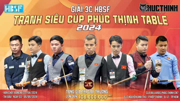 Giải billiards 3C HBSF tranh Siêu Cúp Phúc Thịnh Table 2024 quy tụ toàn ...